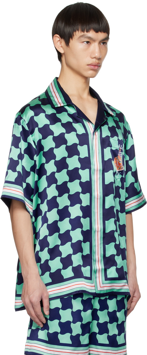 Casablanca Green & Navy Pool Tile Shirt Casablanca