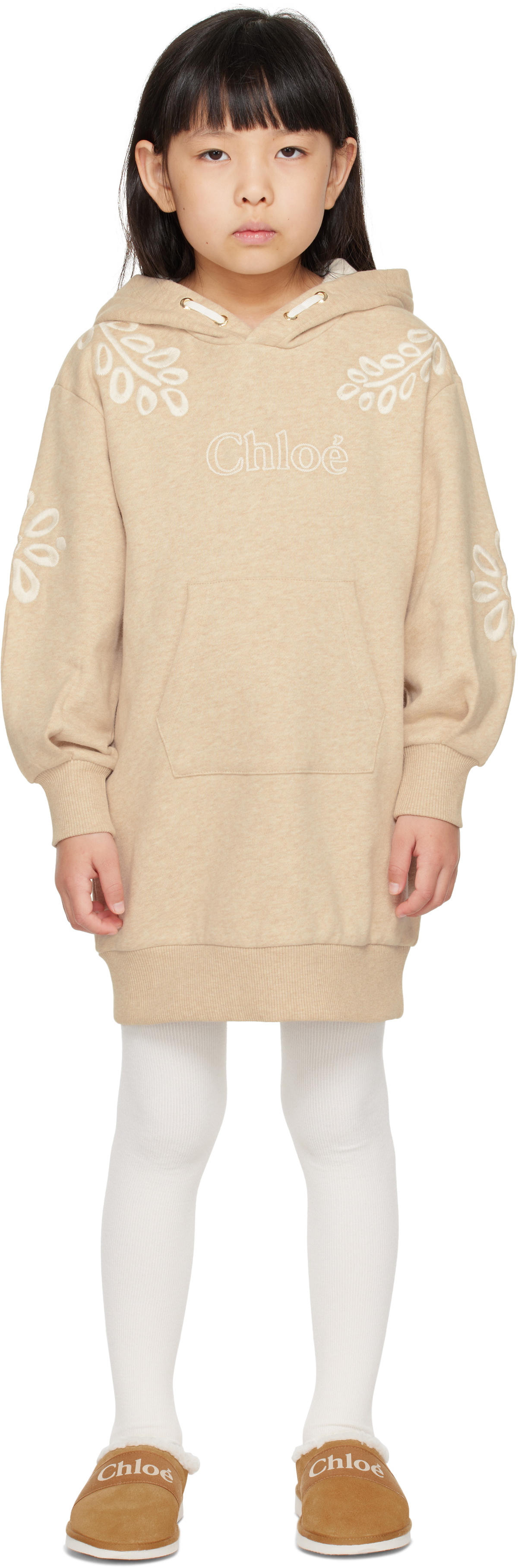 Chloé Kids Beige Hoodie Dress Chloe