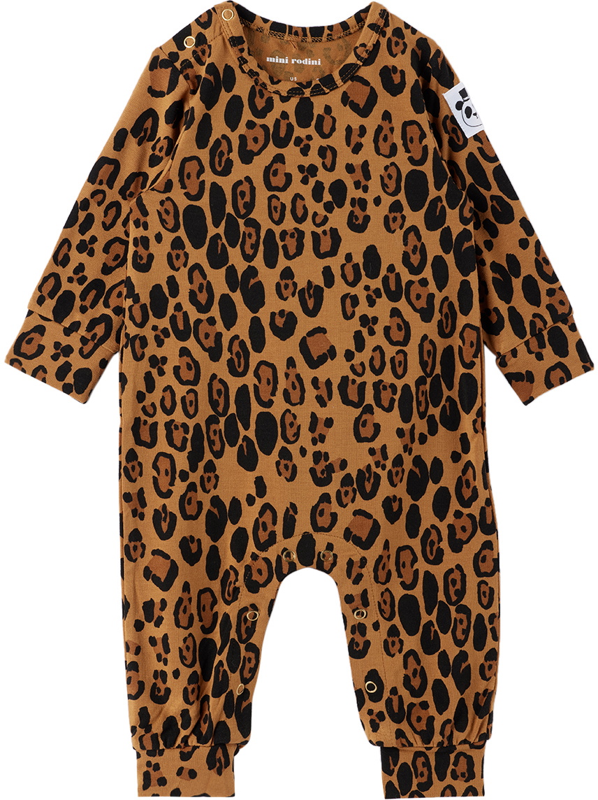 Mini Rodini Baby Tan Leopard Jumpsuit Mini Rodini