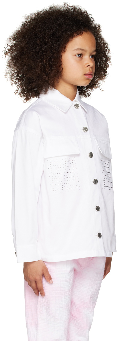 Givenchy Kids White Crystal-Cut Denim Jacket Givenchy
