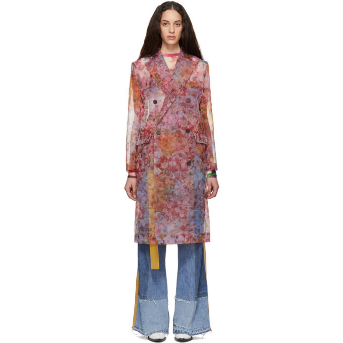 MSGM Pink Transparent Floral Coat MSGM
