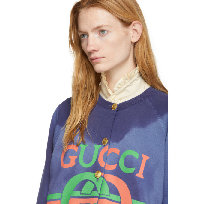 Gucci Reversible Blue Logo Cardigan Gucci