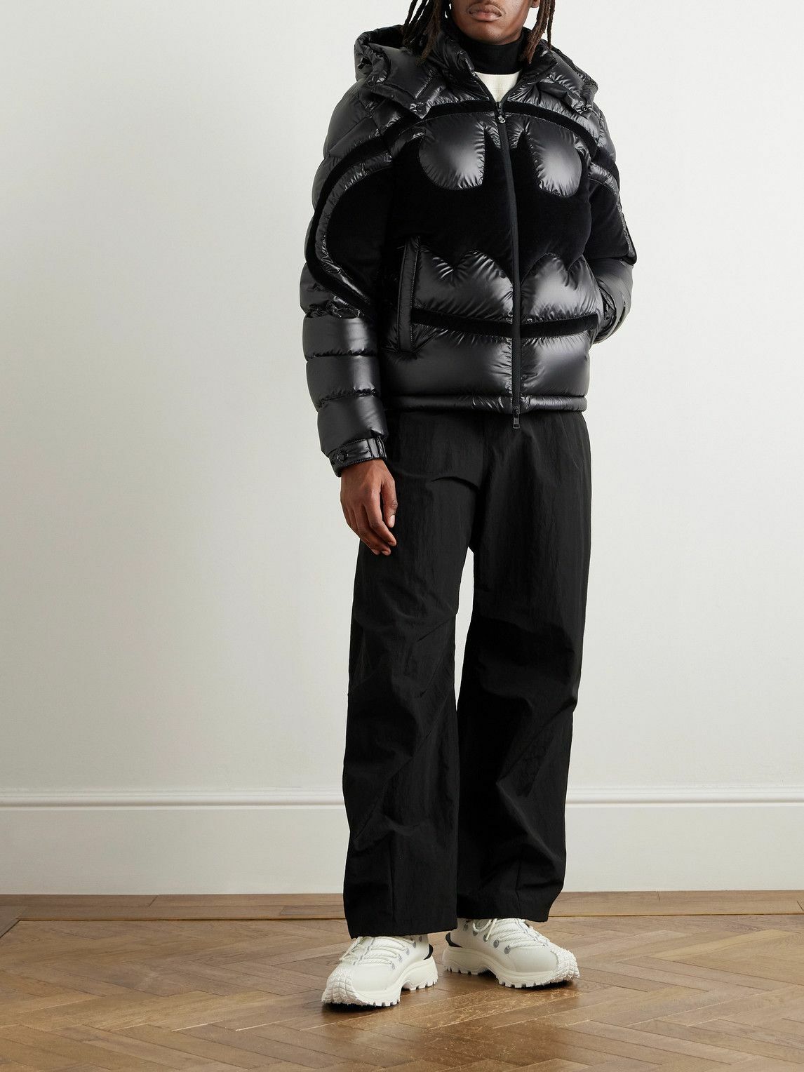 Moncler - Batman Solander Velvet-Trimmed Quilted Shell Down Hooded ...