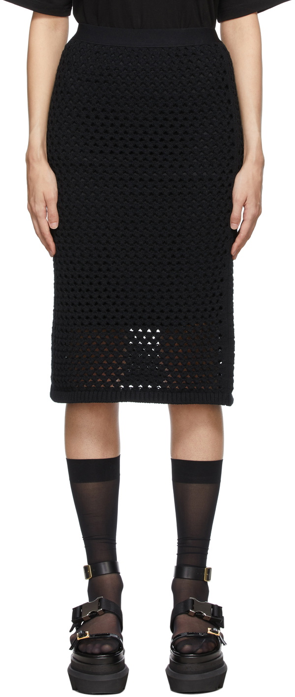 Pushbutton Black Punching Midi Skirt Pushbutton