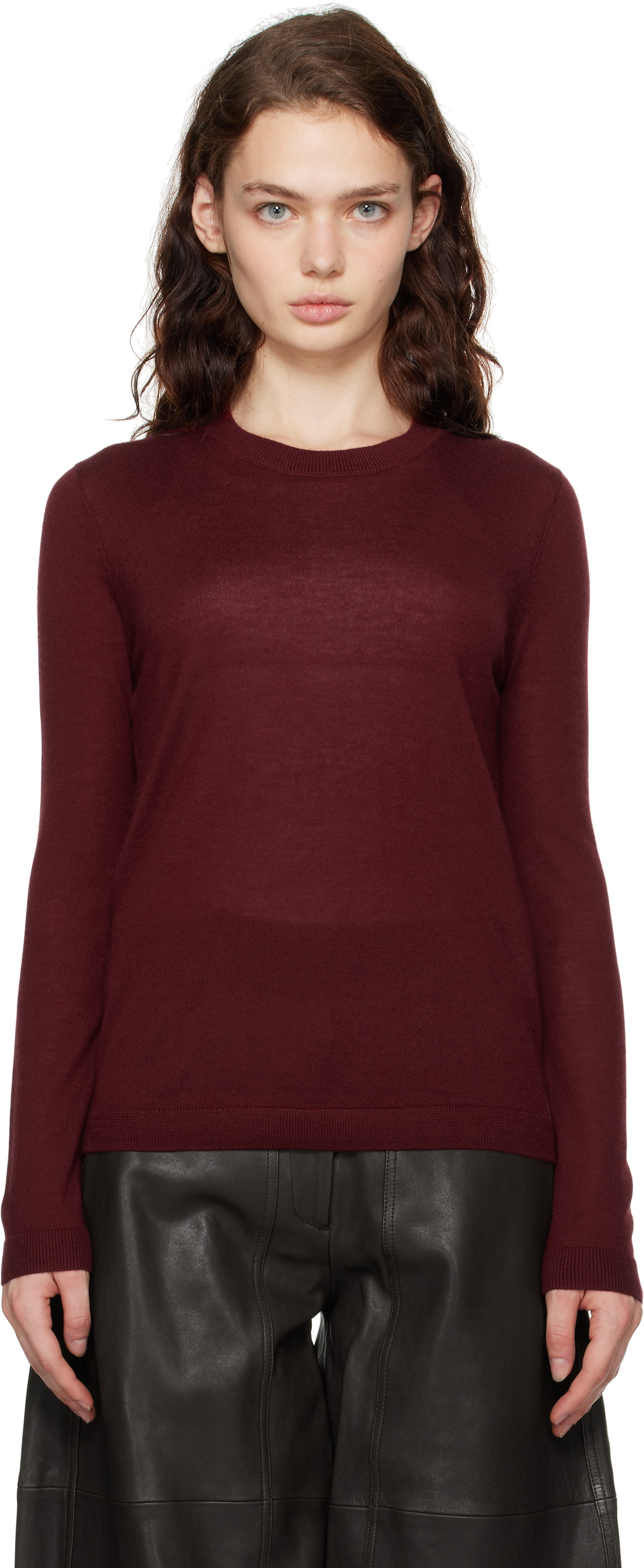 CO Burgundy Long Sleeve Crew Sweater CO
