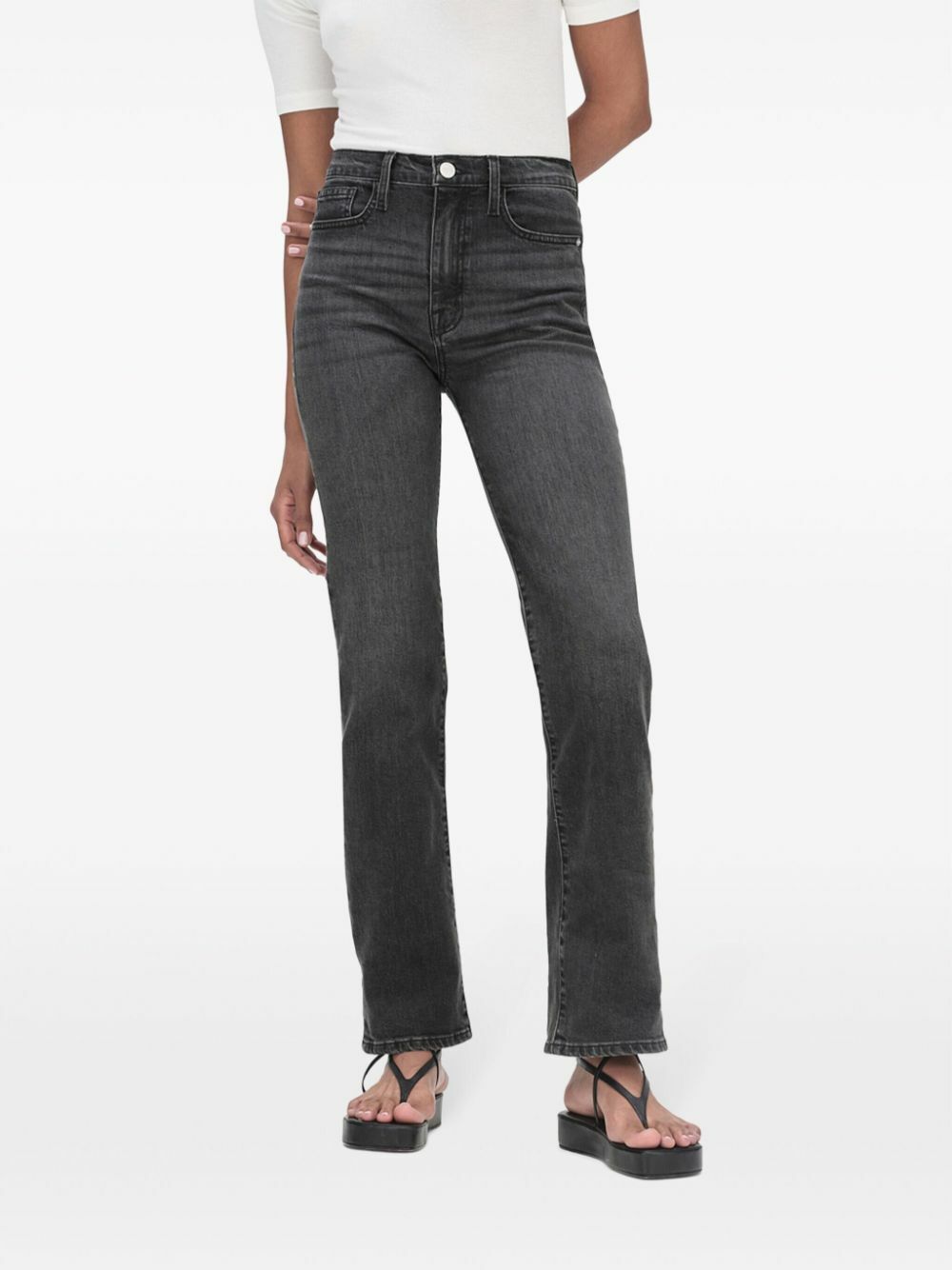 FRAME Black Le Jane Ankle Straight-Leg Jeans Frame Denim