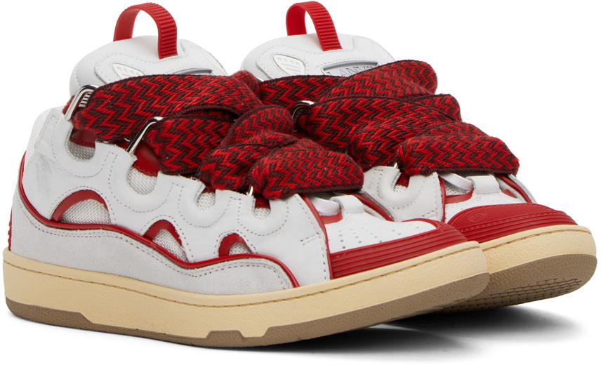 Lanvin SSENSE Exclusive White & Red Curb Sneakers Lanvin