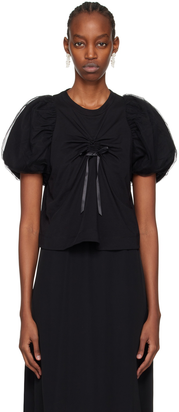 Simone Rocha Black Ruched T-Shirt Simone Rocha