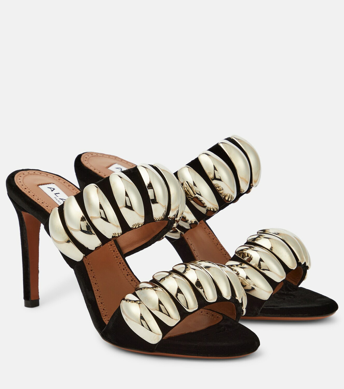 Alaïa Tribale embellished suede mules ALAÏA