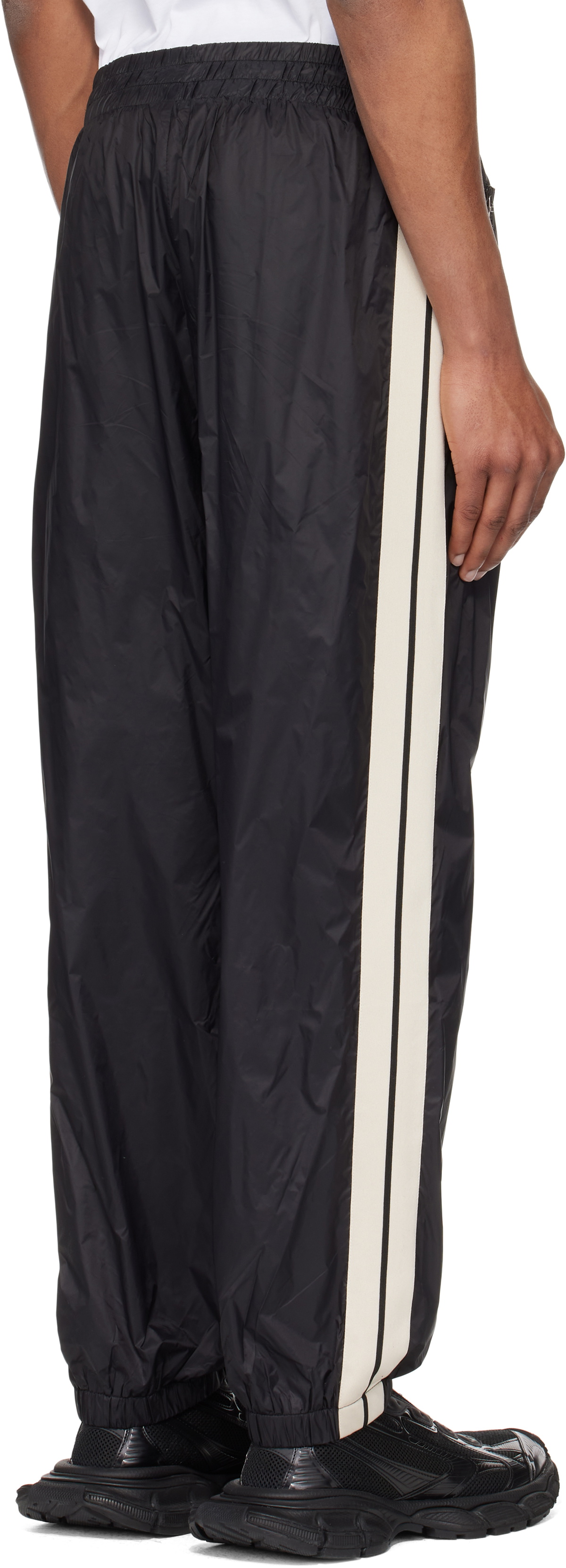 Palm Angels Black Curved Logo Nylon Track Pants Palm Angels