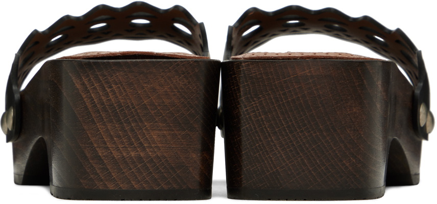 ALAÏA Black Wooden Flat Clogs ALAÏA