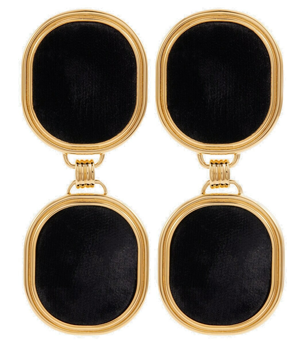 Saint Laurent Twin Square velvet drop earrings Saint Laurent