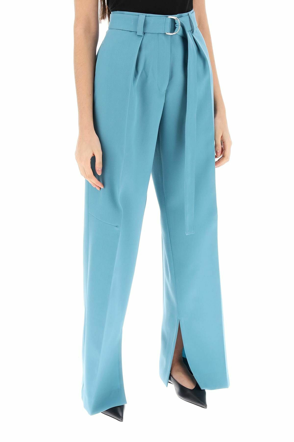 JIL SANDER wide leg pants in light wool Light blue Jil Sander