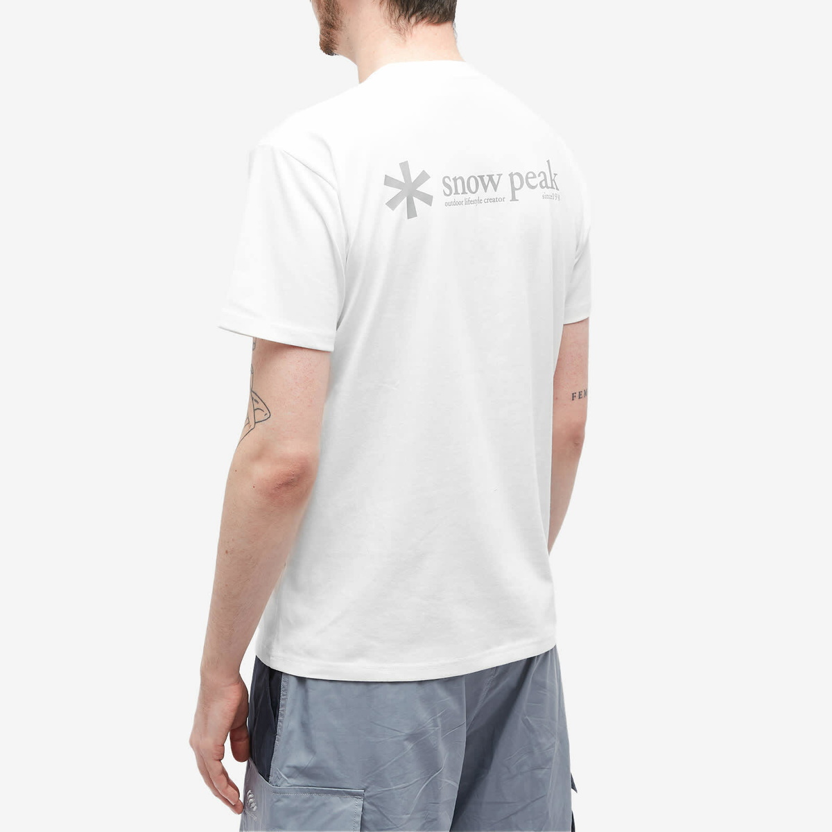 Snow Peak Men's Logo T-Shirt in White Snow Peak