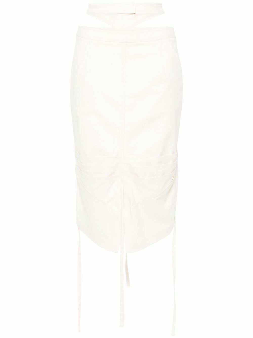 ANDREĀDAMO White Cut-Out Drawstring Midi Skirt ANDREADAMO