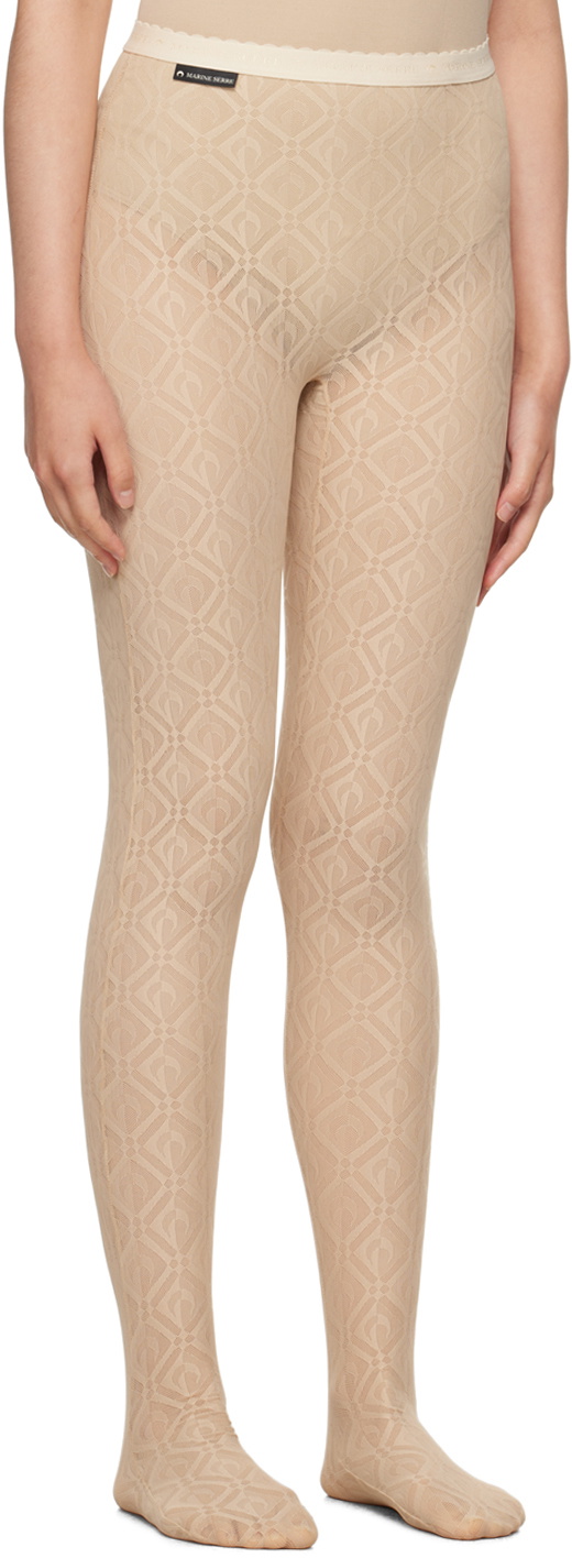 Marine Serre Beige Moon Diamant Tights Marine Serre