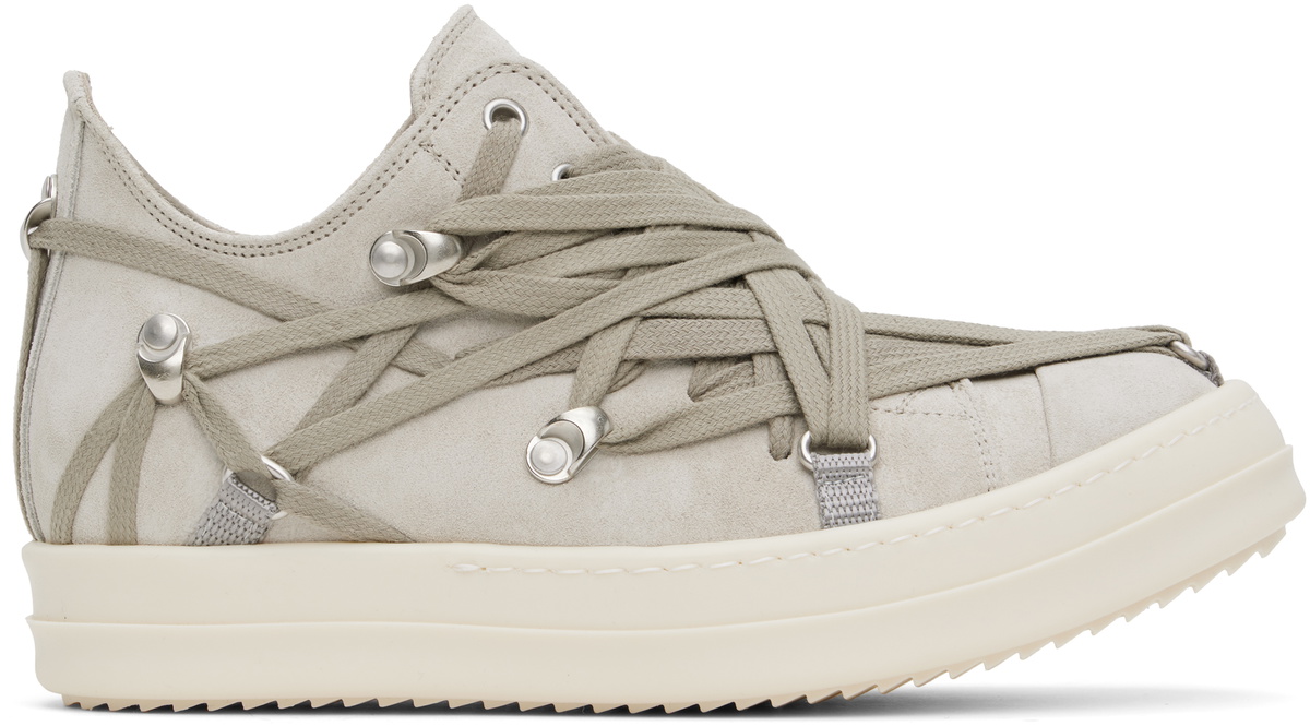 Rick Owens Gray Hollywood Megalace Low Sneaks Sneakers Rick Owens