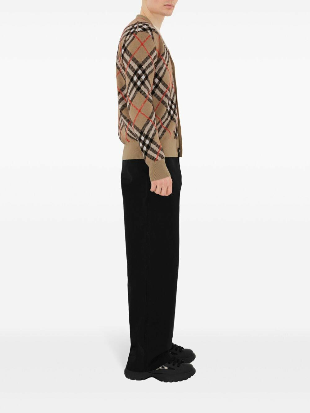 BURBERRY - Check Wool Cardigan Burberry