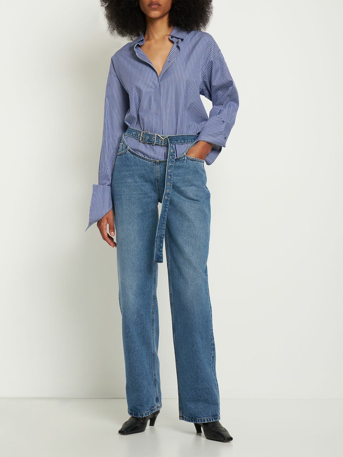 Y/PROJECT - Y Belt Arch Cut Denim Straight Jeans Y/Project