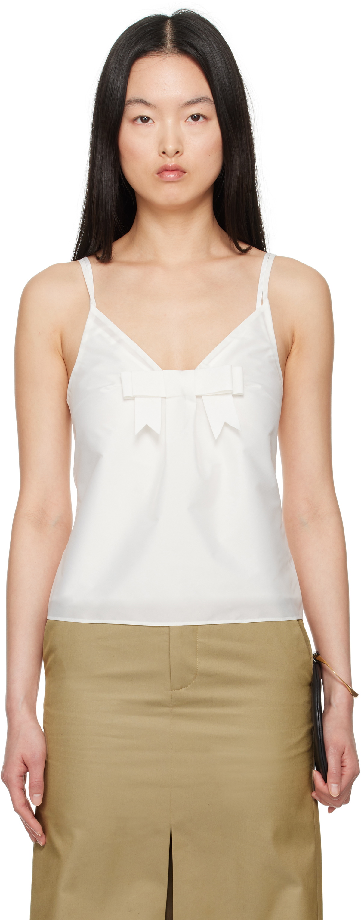 SHUSHU/TONG White Bow Tie Sling Top Shushu/Tong