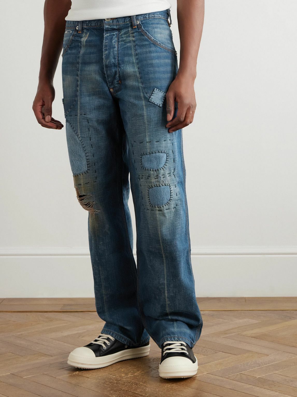 Gallery Dept. - Bare Knuckle Straight-Leg Distressed Patchwork Jeans ...