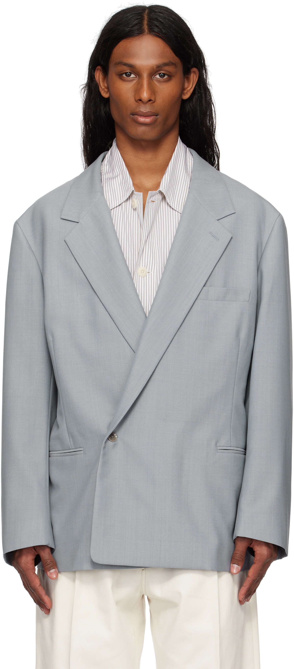 LEMAIRE Blue Soft Double Breasted Blazer Lemaire