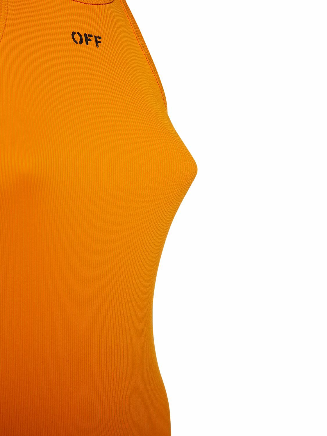 OFF-WHITE Basic Lux Ribbed Jersey Long Dress Off-White