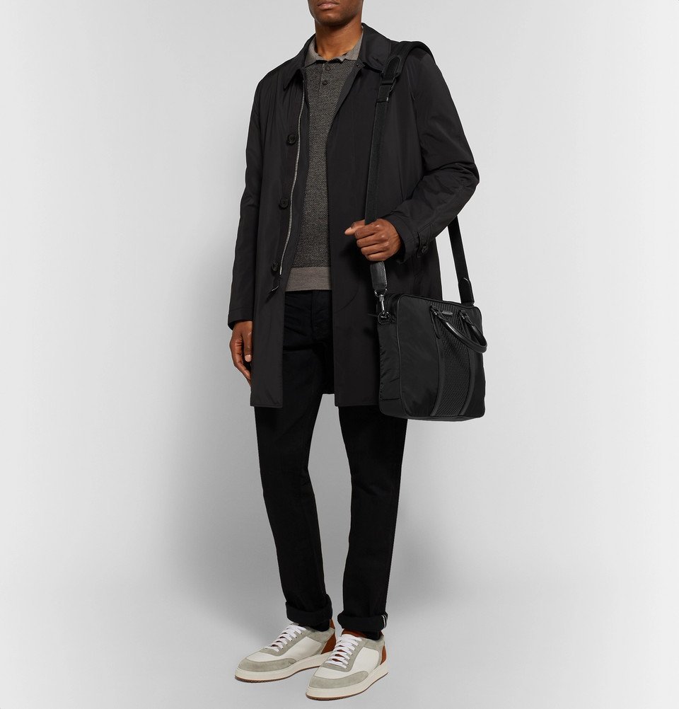 Ermenegildo Zegna - Nylon and Pelle Tessuta Leather Briefcase - Black ...