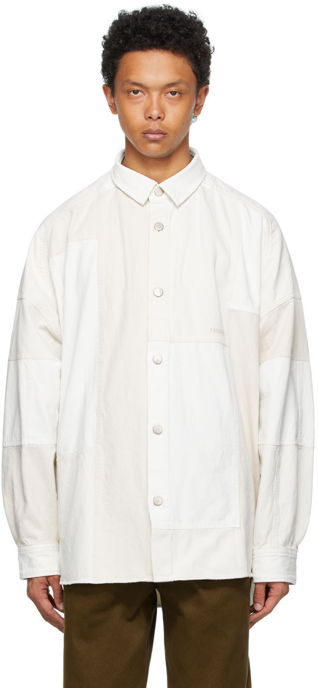 Ambush White Denim Patchwork Shirt Ambush
