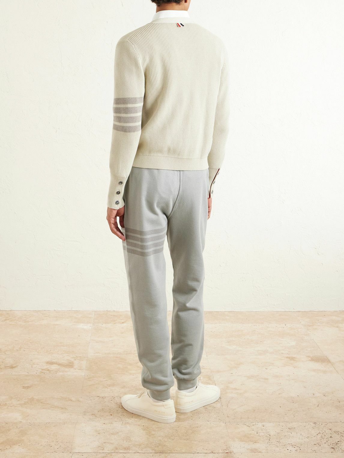 Thom Browne - Straight-Leg Striped Cotton-Jersey Sweatpants - Gray Thom ...