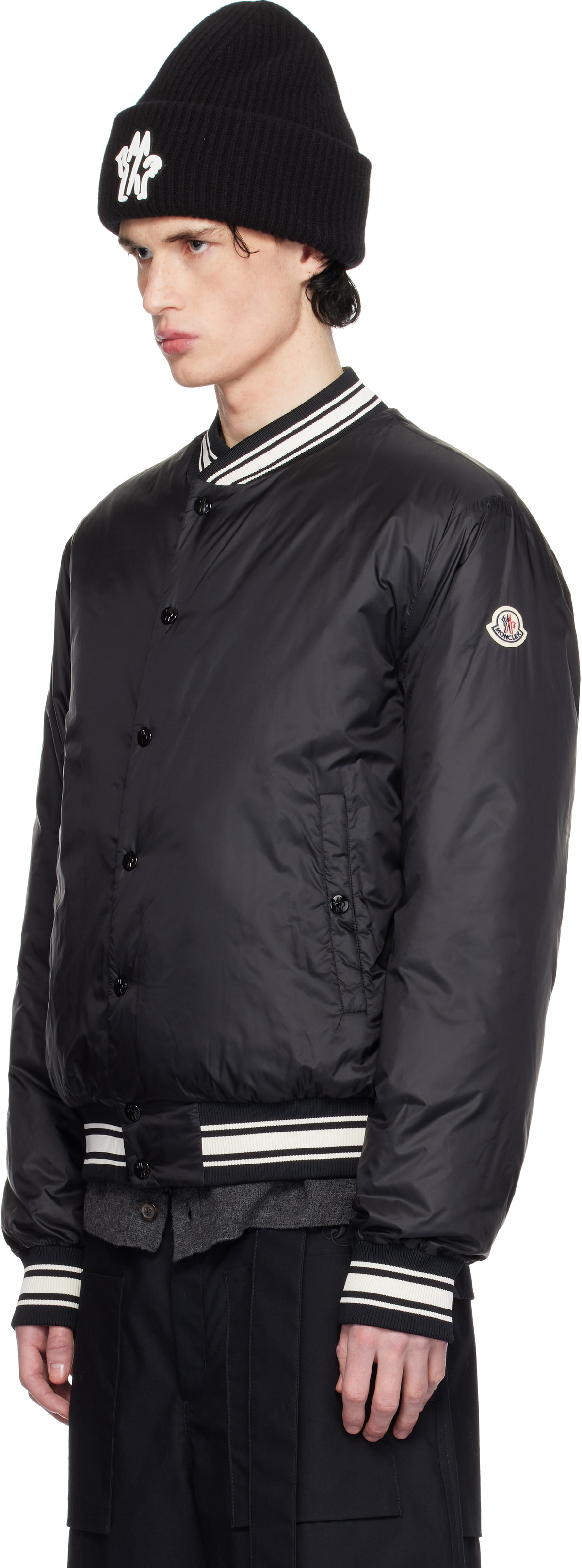 Moncler Black Bouchet Reversible Down Bomber Jacket Moncler