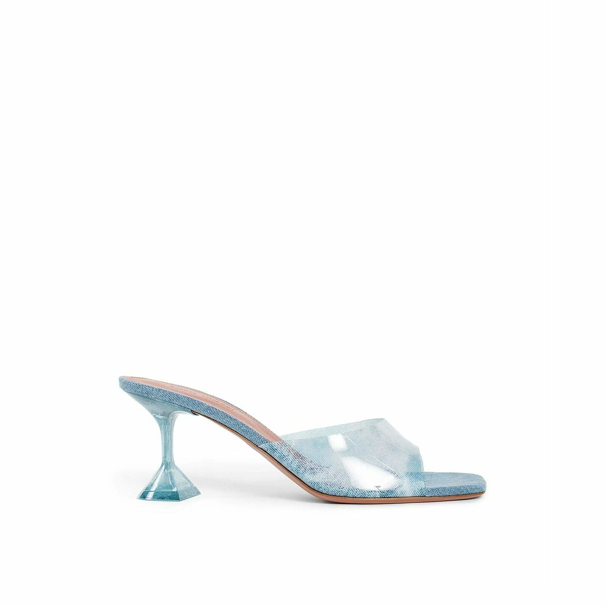 Amina Muaddi Lupita Glass Pvc Denim Mules Amina Muaddi