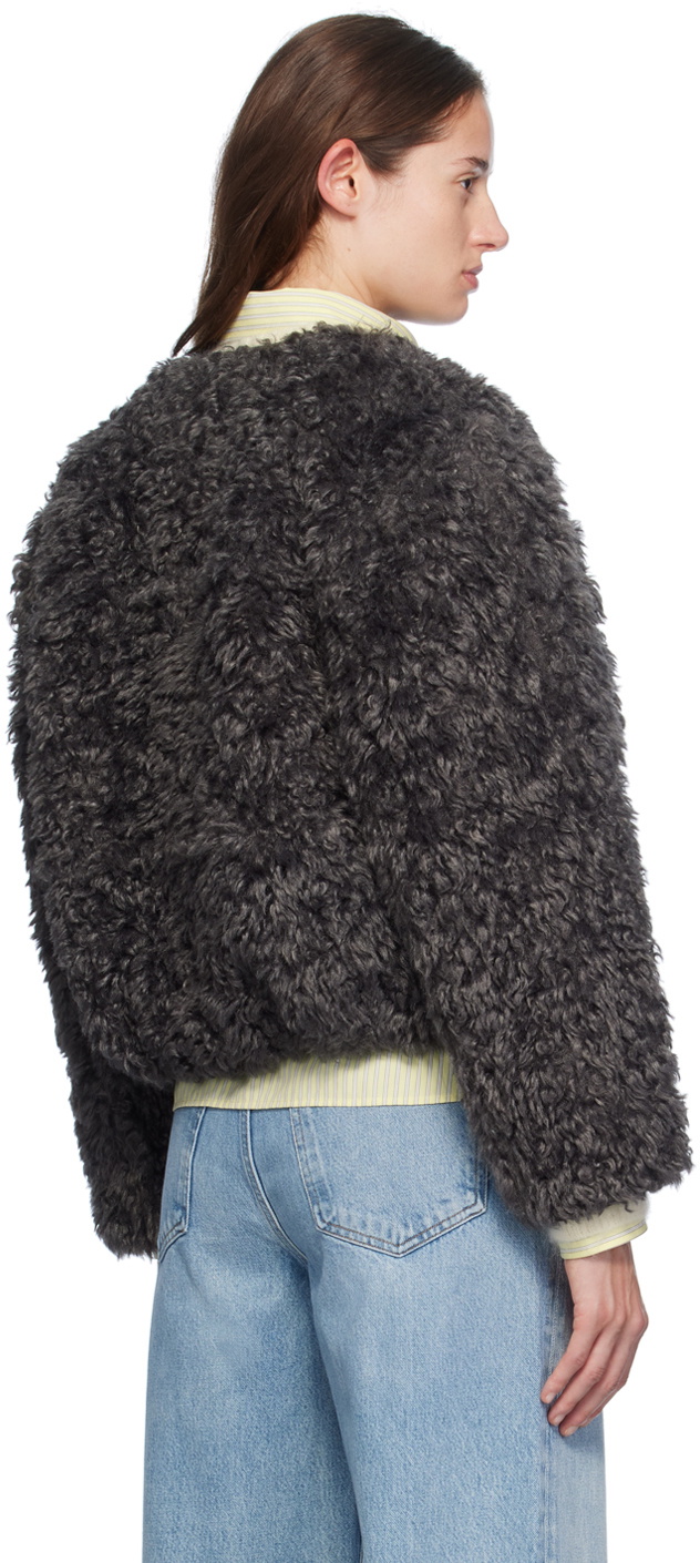 Stand Studio Gray & Black Charmaine Reversible Faux-Shearling Jacket ...