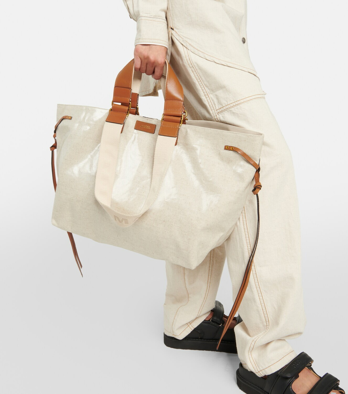 Isabel Marant Wardy leather-trimmed canvas tote bag Isabel Marant