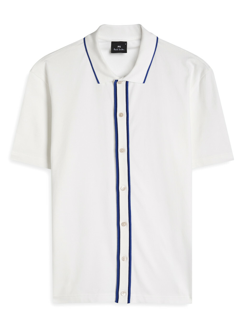 PS Paul Smith Stripe-trimmed Stretch-cotton Polo Shirt White PS by Paul ...