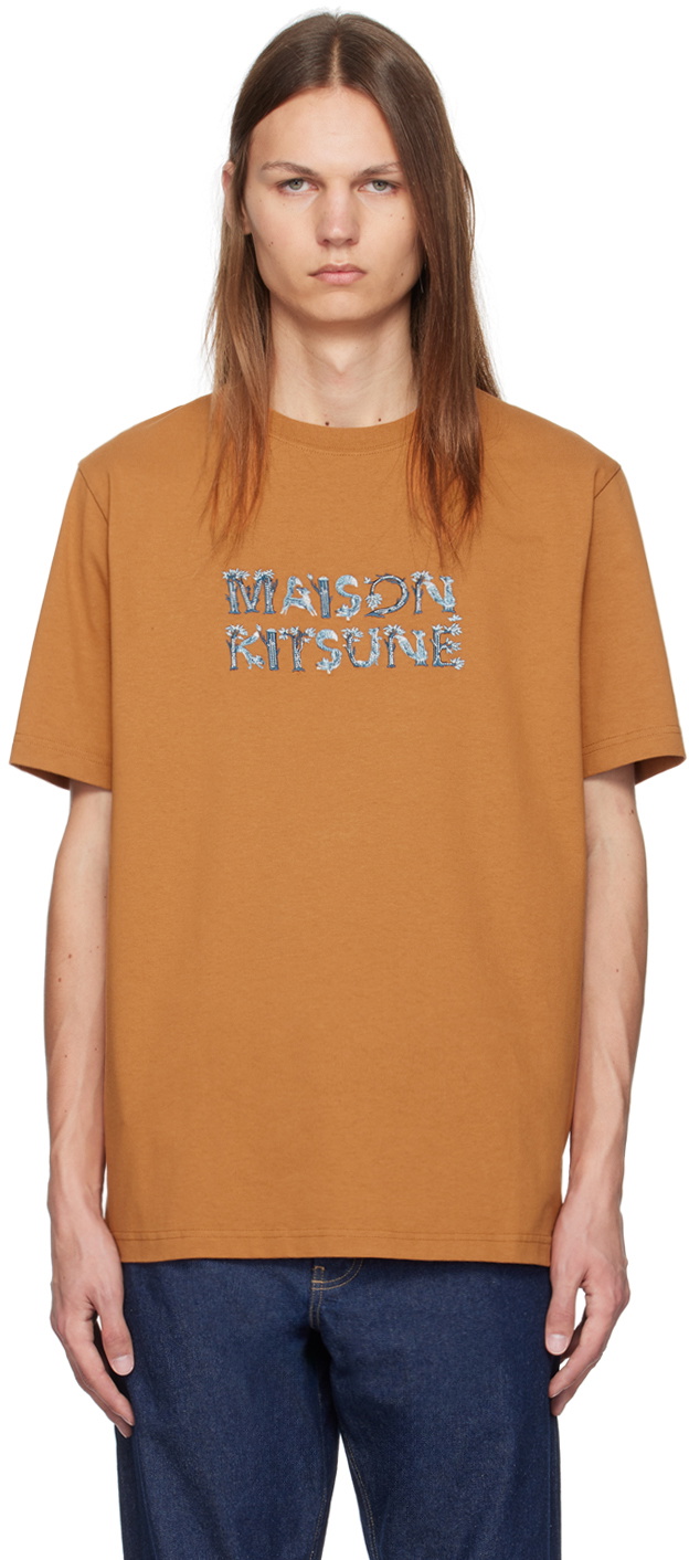 Maison Kitsuné Orange Woodland Alphabet Comfort T-Shirt Maison Kitsune