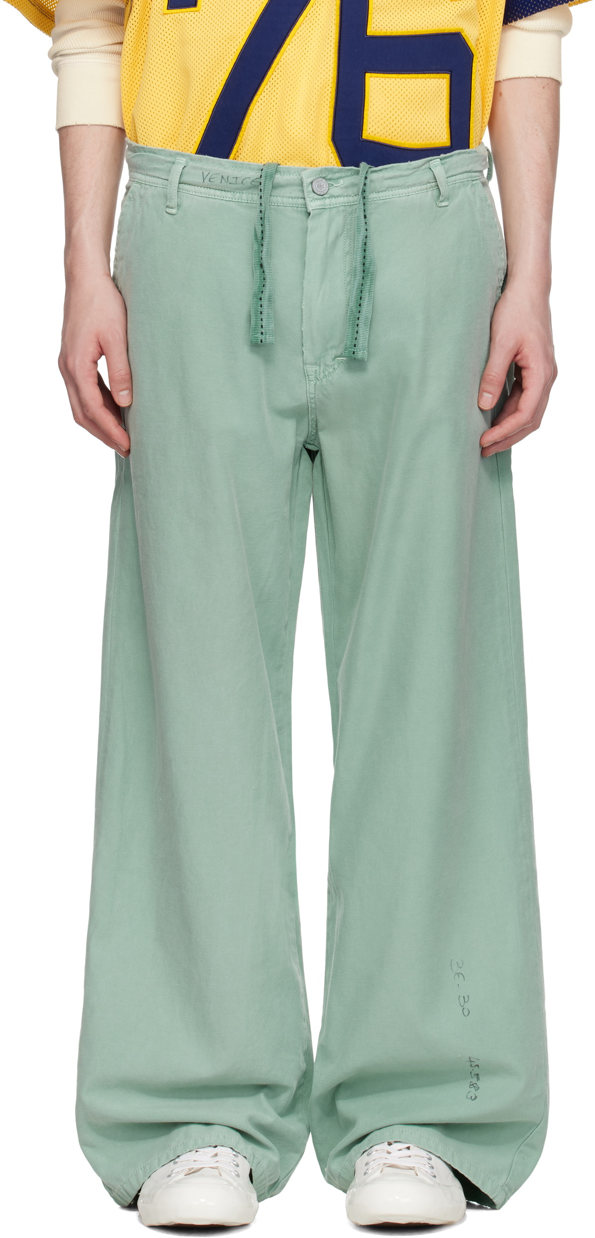 ERL Green Distressed Chino Woven Trousers ERL