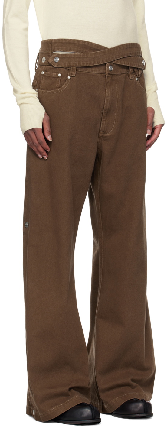 NULLUS Brown Whale Fin Snap-On Jeans NULLUS