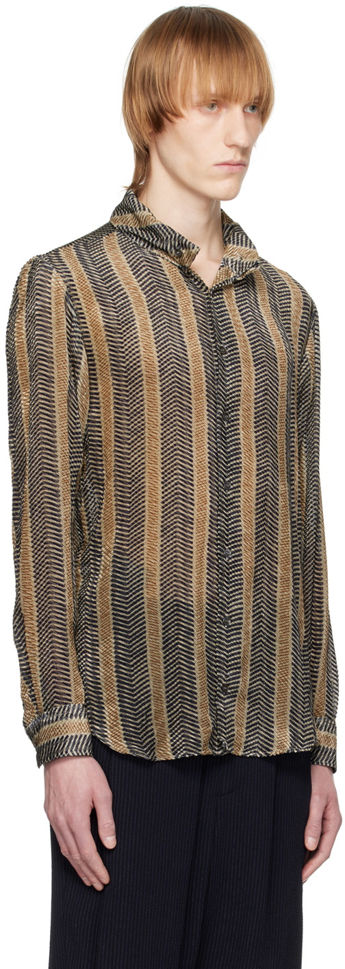 Giorgio Armani Brown Devoré Shirt Giorgio Armani
