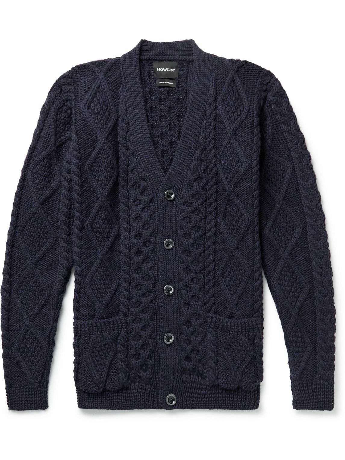 Howlin' - Blind Flowers Cable-Knit Wool Cardigan - Blue Howlin' by Morrison