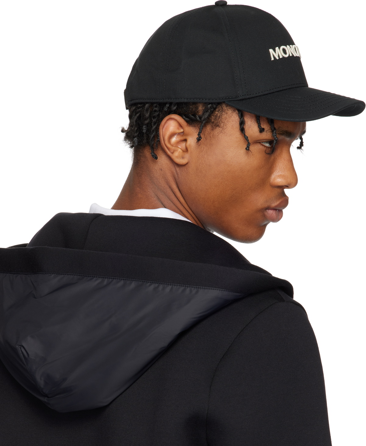 Moncler Black Embroidered Logo Gabardine Baseball Cap Moncler