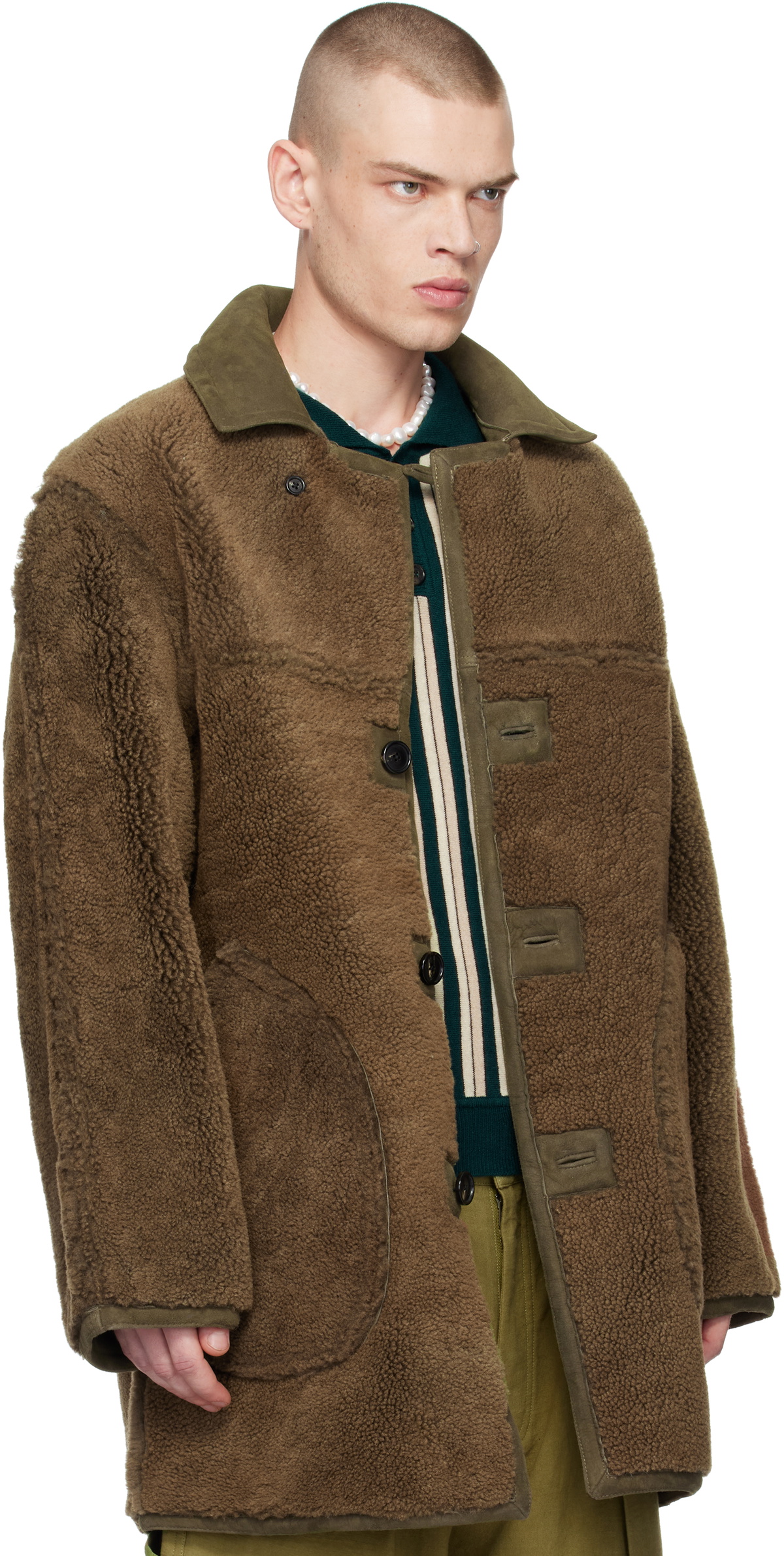 Bode Brown Ranch Reversible Shearling Coat Bode