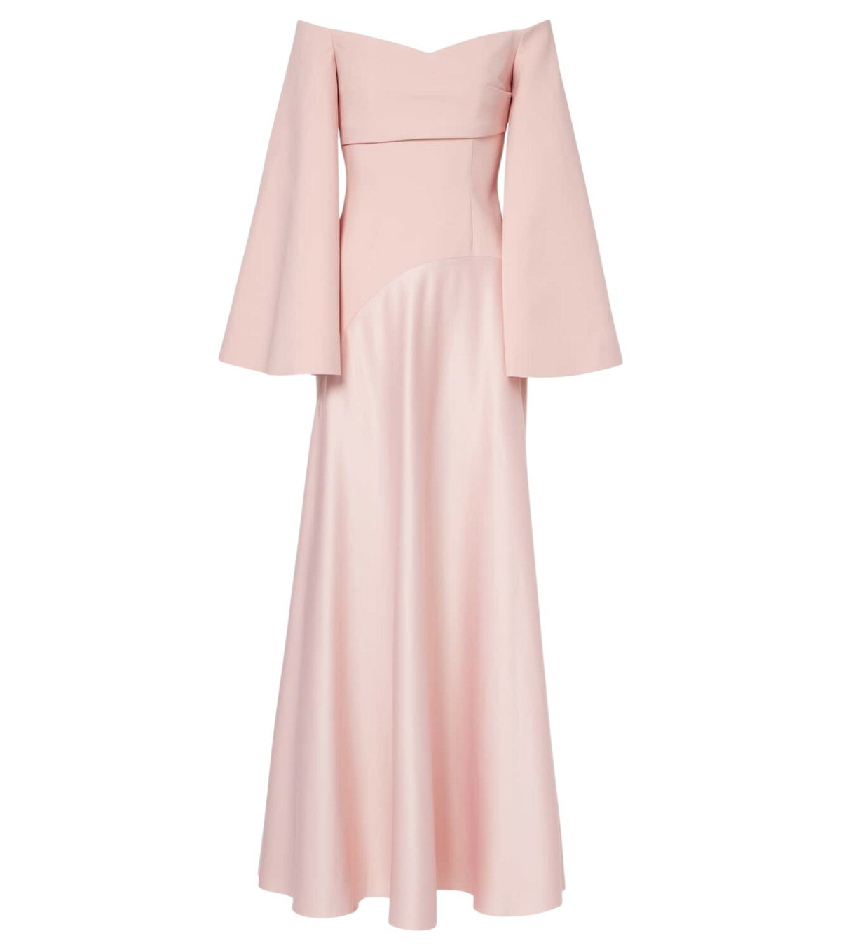 Solace London Rina off-shoulder crêpe and satin gown Solace London