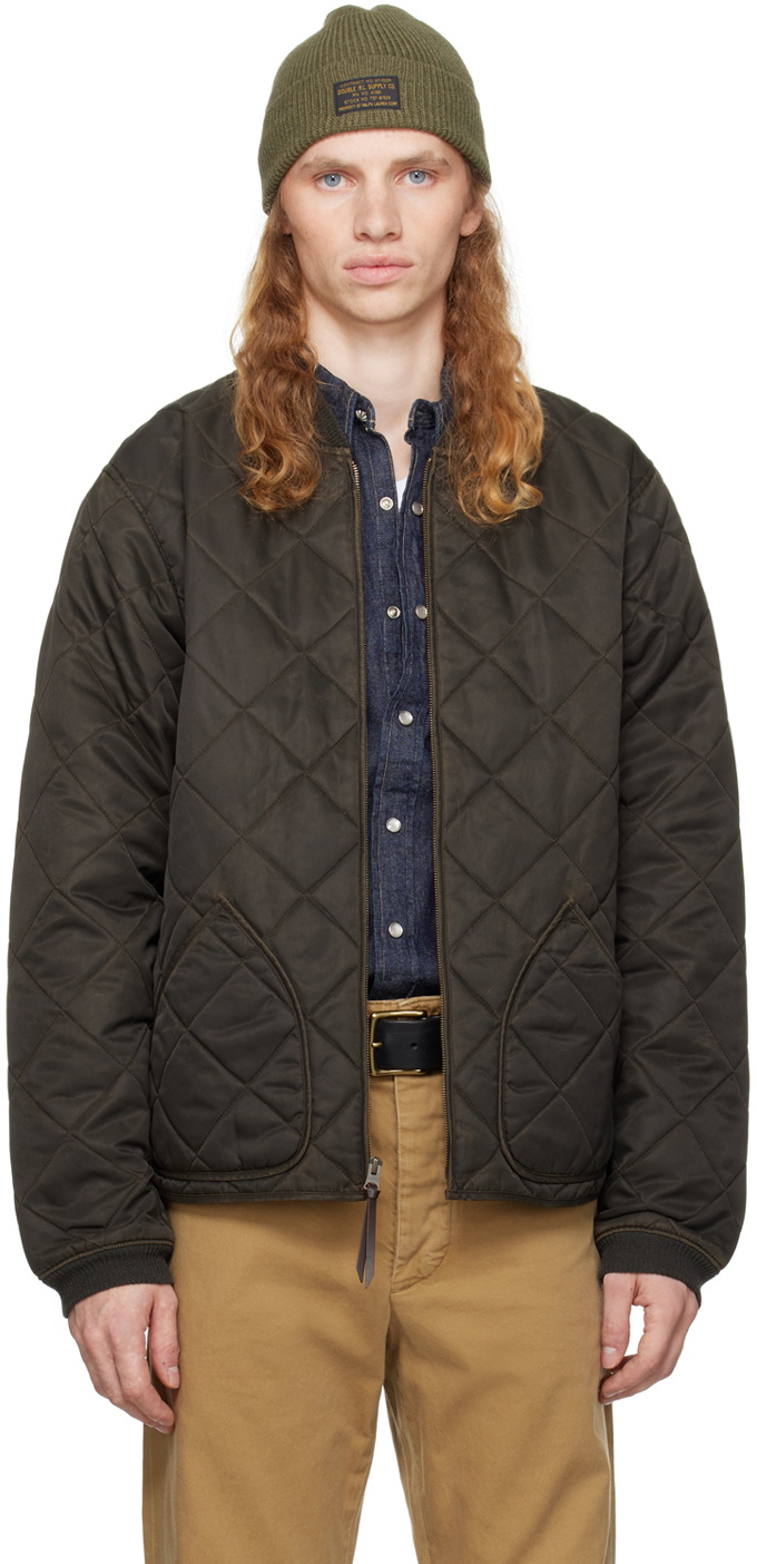 RRL Black Quilted Twill Bomber Jacket RRL