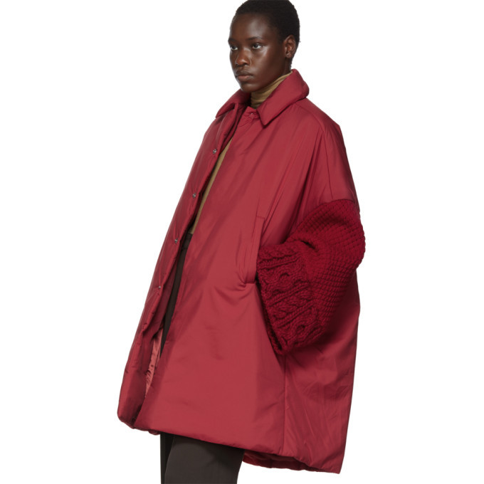 Undercover Red Cable Knit Sleeve Coat Undercover