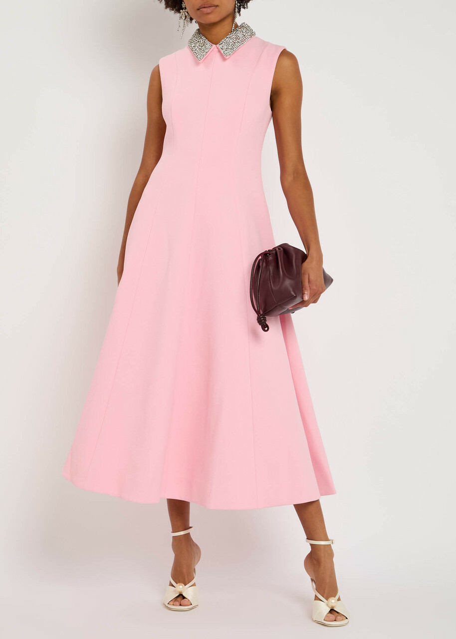 Rebecca Vallance Isabella Embellished Crepe Midi Dress Light Pink ...
