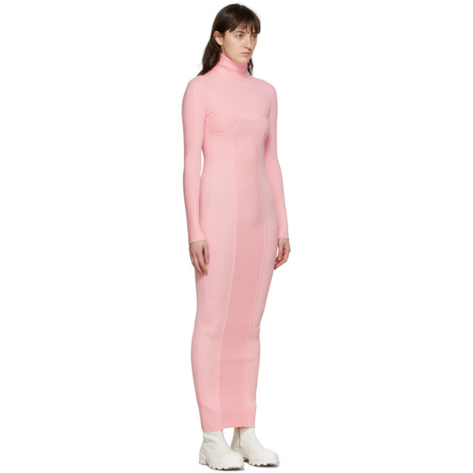 Sunnei Pink Rib Knit High Neck Dress Sunnei