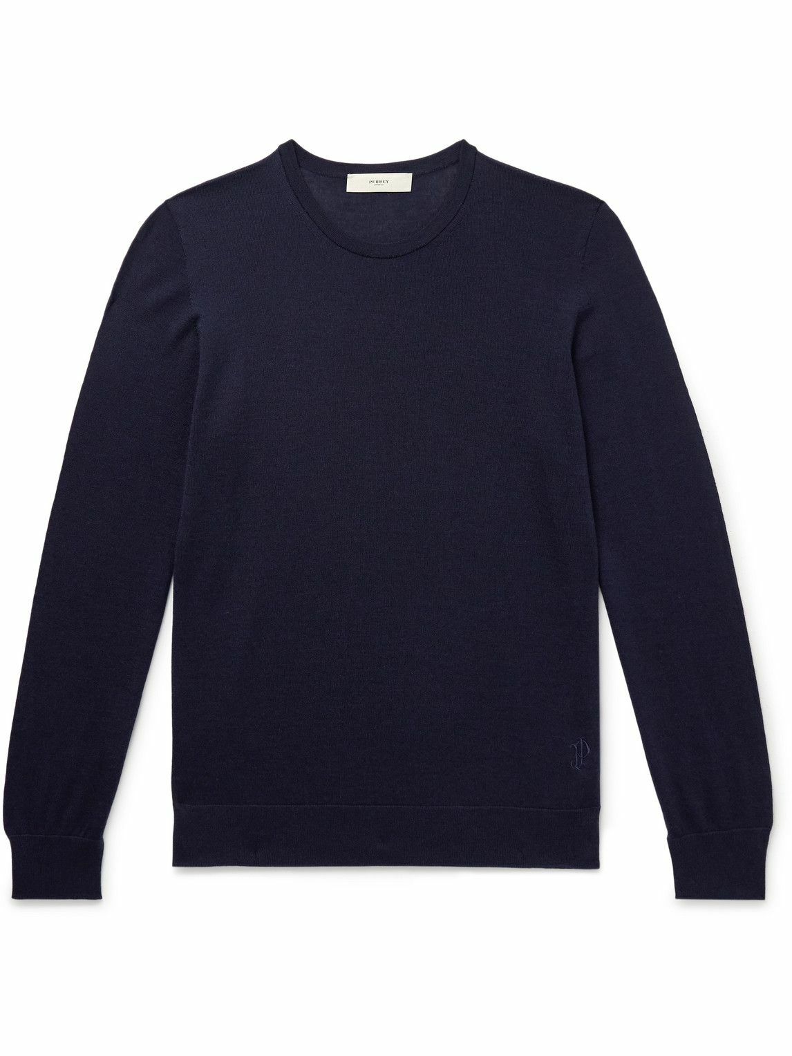 Purdey - Logo-Embroidered Wool Sweater - Blue Purdey