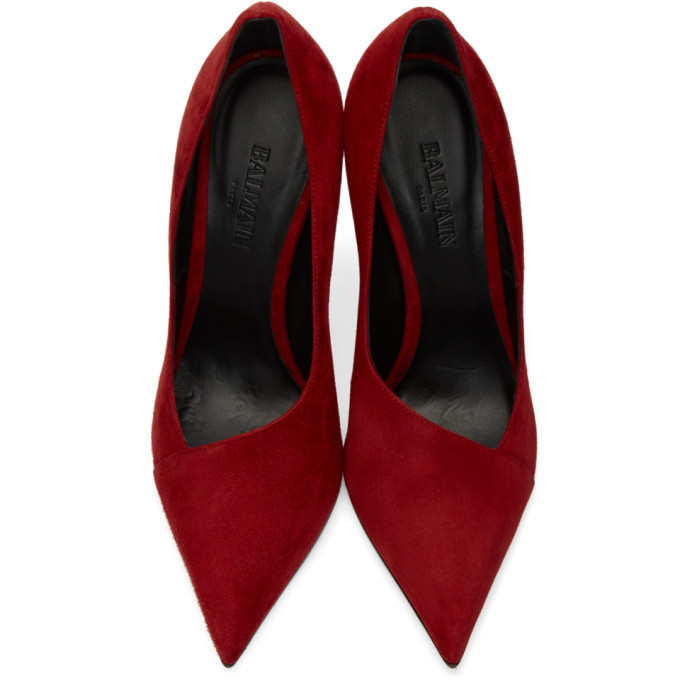 Balmain Red Suede Agnes Heels Balmain