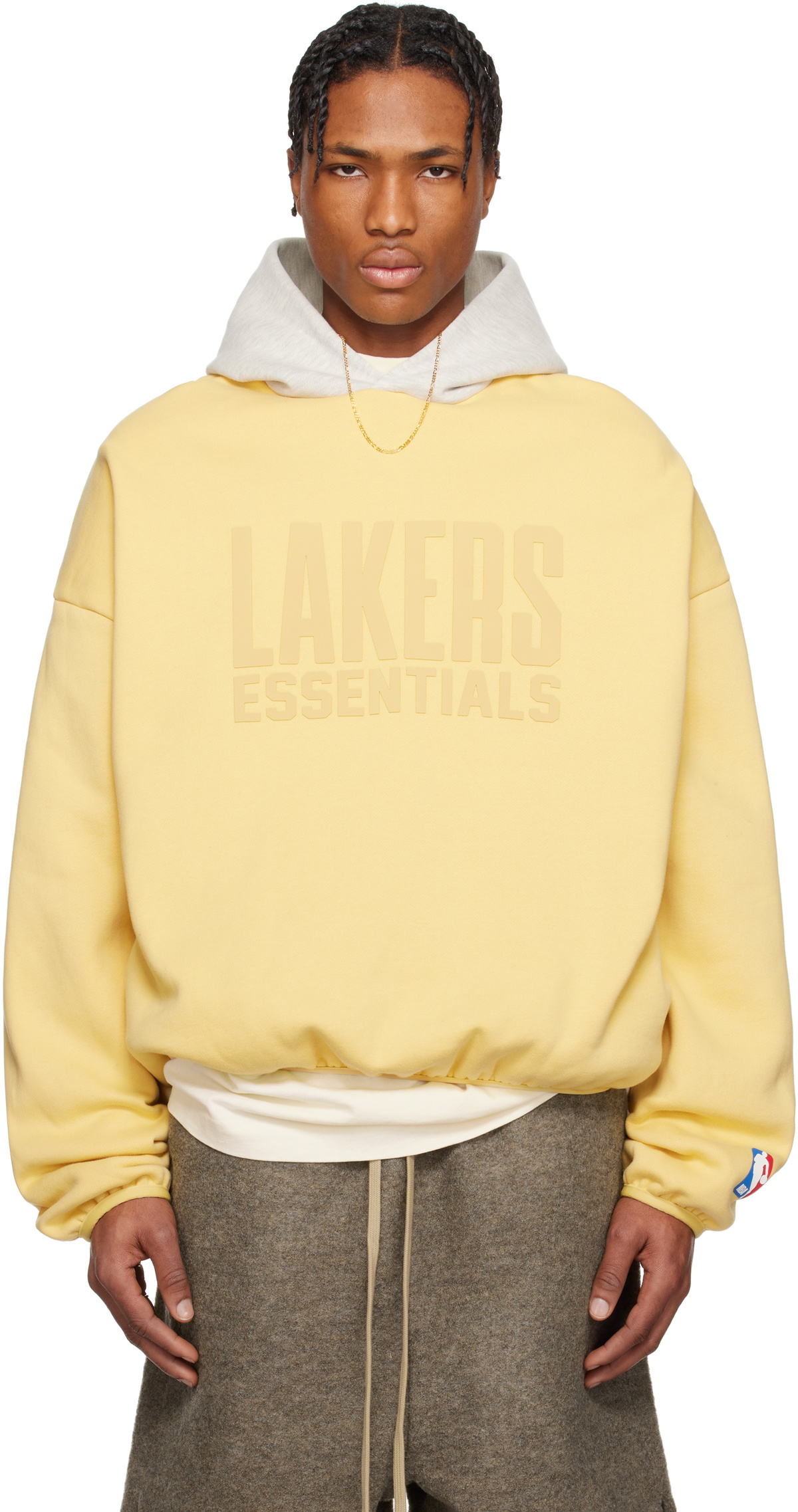 Fear of God ESSENTIALS Yellow & Gray NBA Lakers Pull Over Hoodie Fear ...